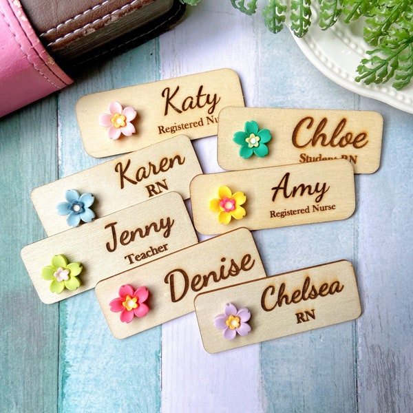 Floral Name Tags - Etsy