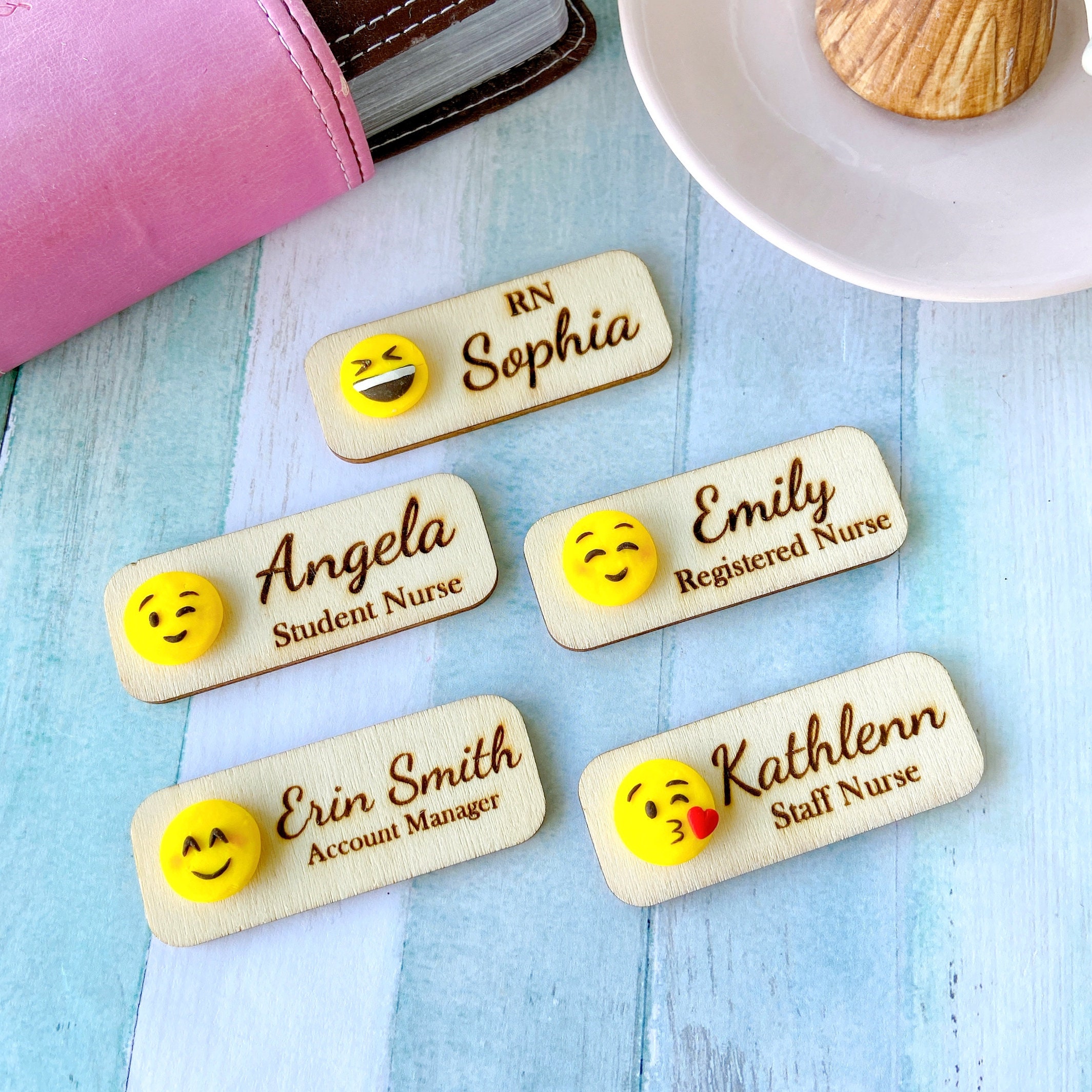 Emoji Personalized Name Tag Badge Funny Name Badge Nurse - Etsy Australia
