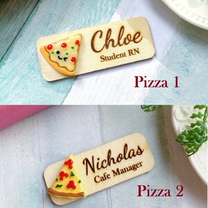 Personalized 3D Food Dessert Wooden Name Tag Badge With Magnetic ...