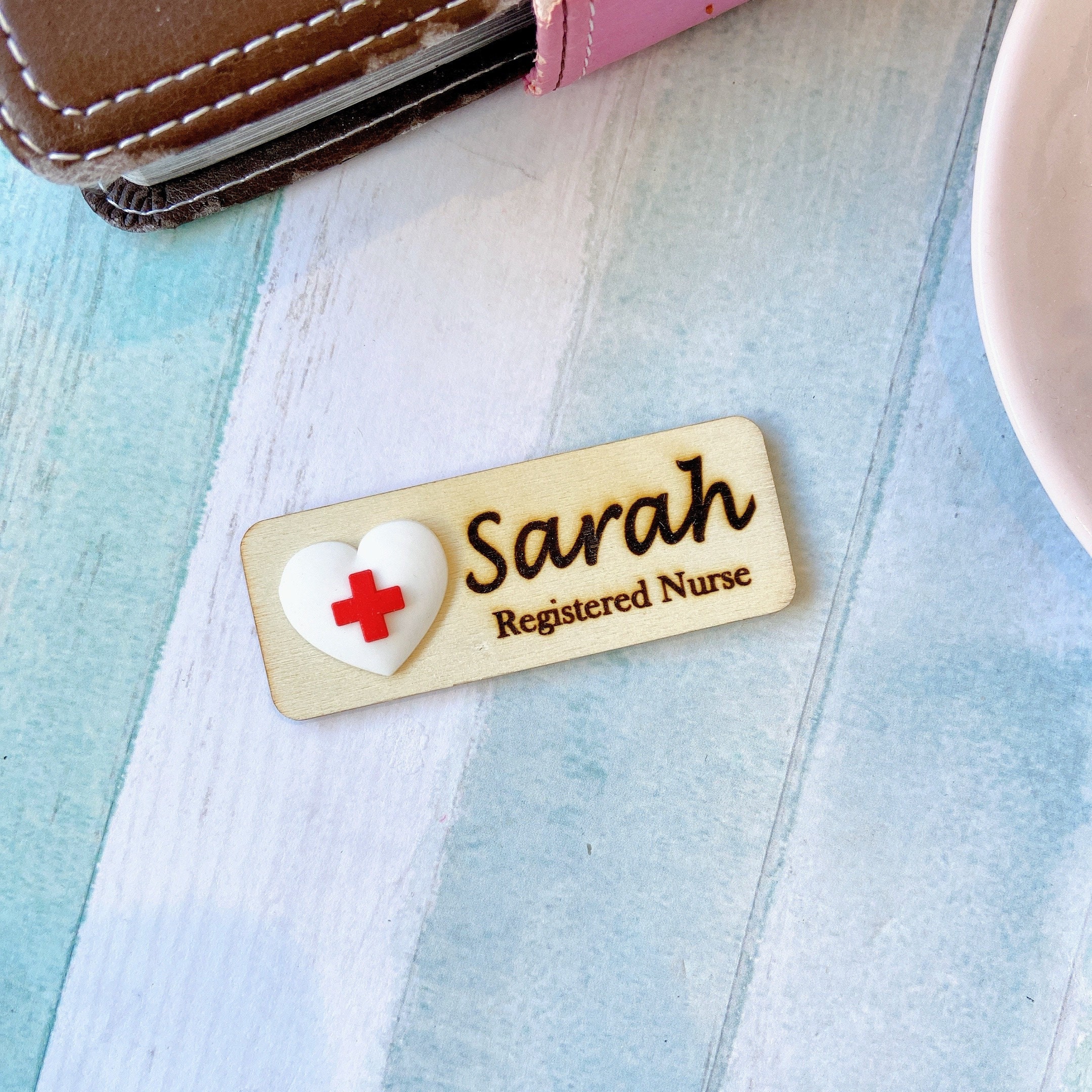 Nurse 3D Red Cross and Heart Beat Wooden Personalized Name Tag - Etsy