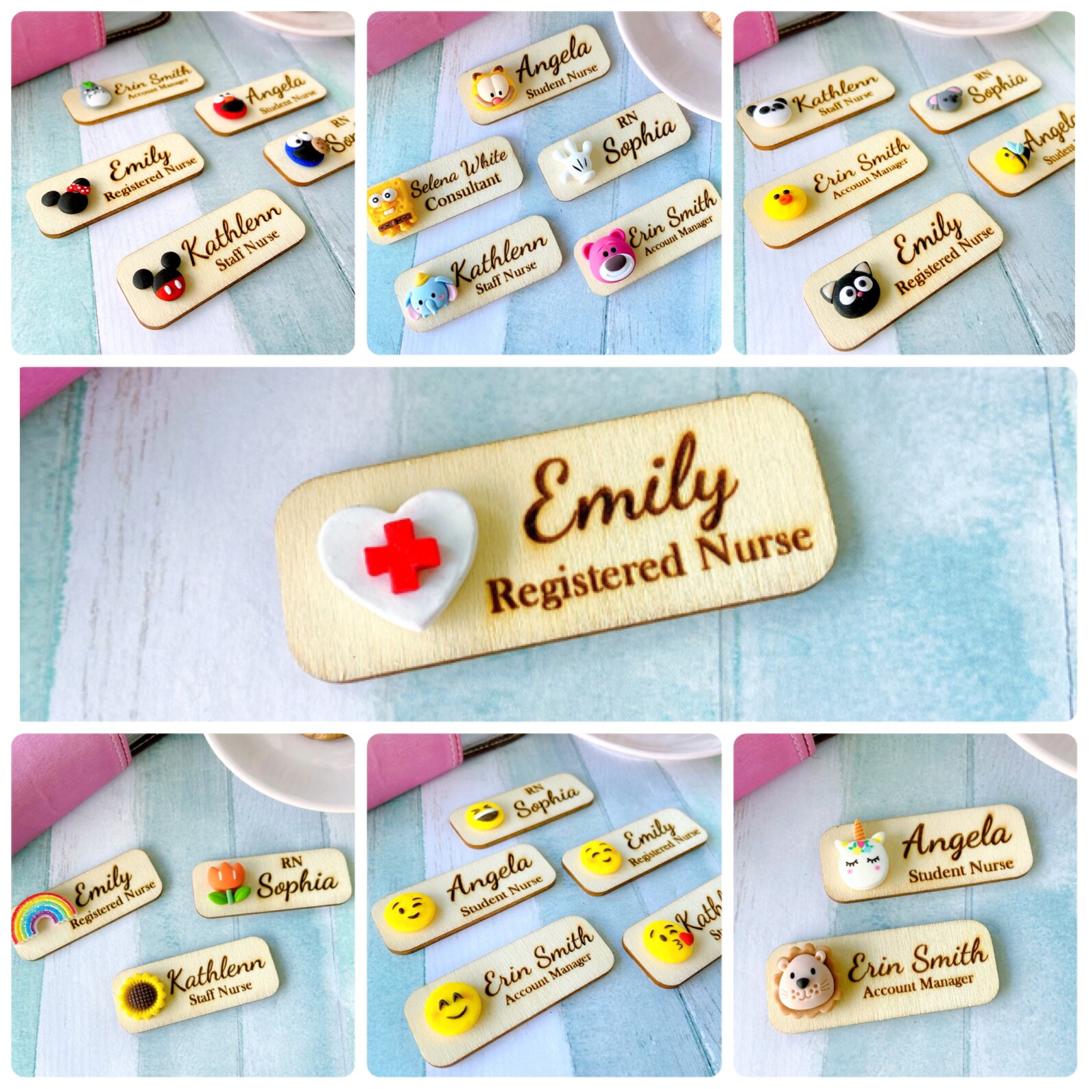 Emoji Personalized Name Tag Badge Funny Name Badge Nurse - Etsy Australia