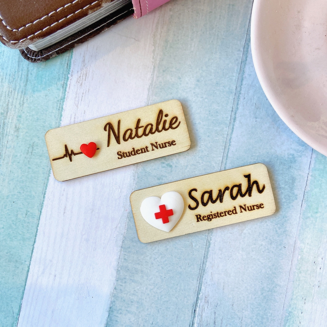 Personalized Nurse Badge, Custom Wooden Name Tag, Healthcare ID ...