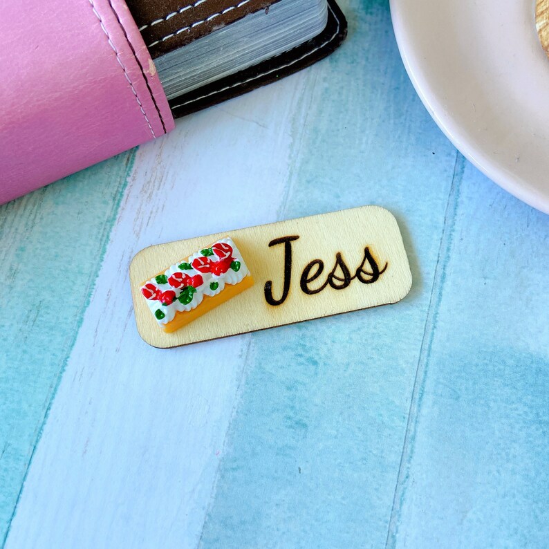 Personalized 3D Food Dessert Wooden Name Tag Badge With | Etsy