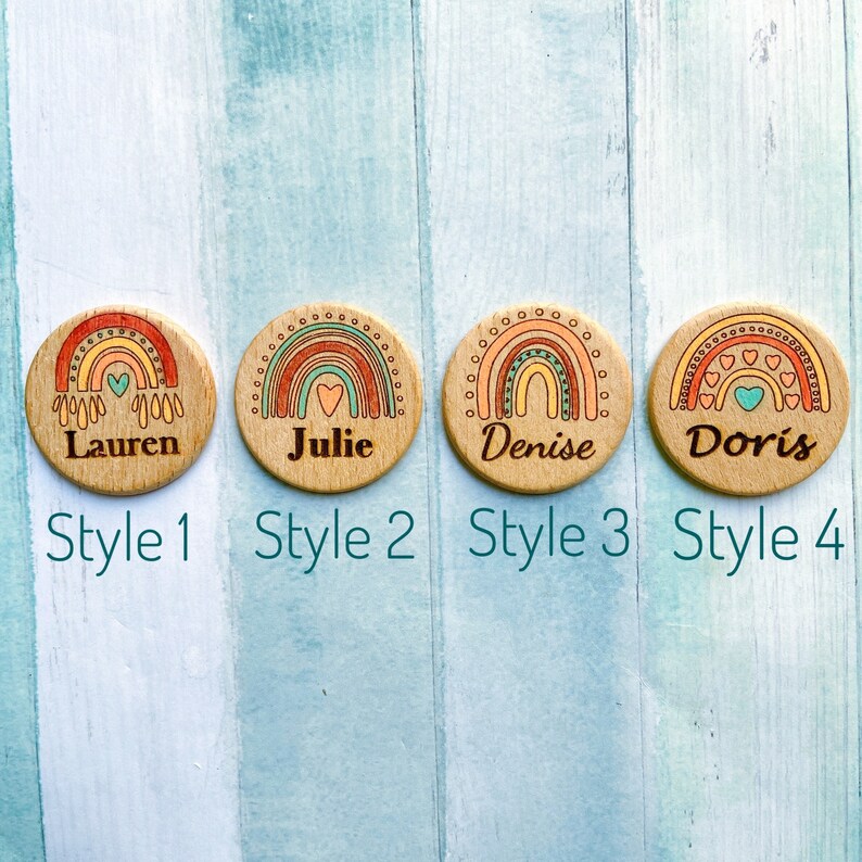 Boho Rainbow Handmade Personalized Printed Name Badge Reel, Boho ...