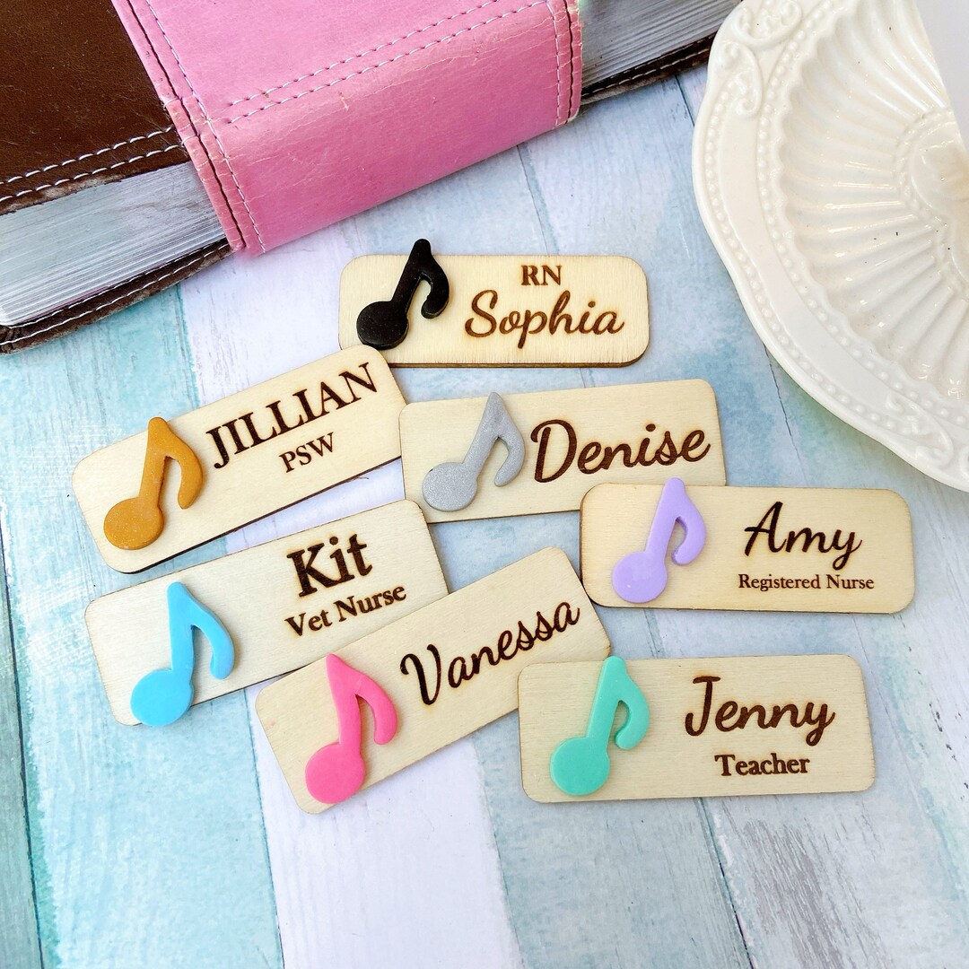 Music Note Personalized Name Tag Badge, Quaver Name Badge, Music ...