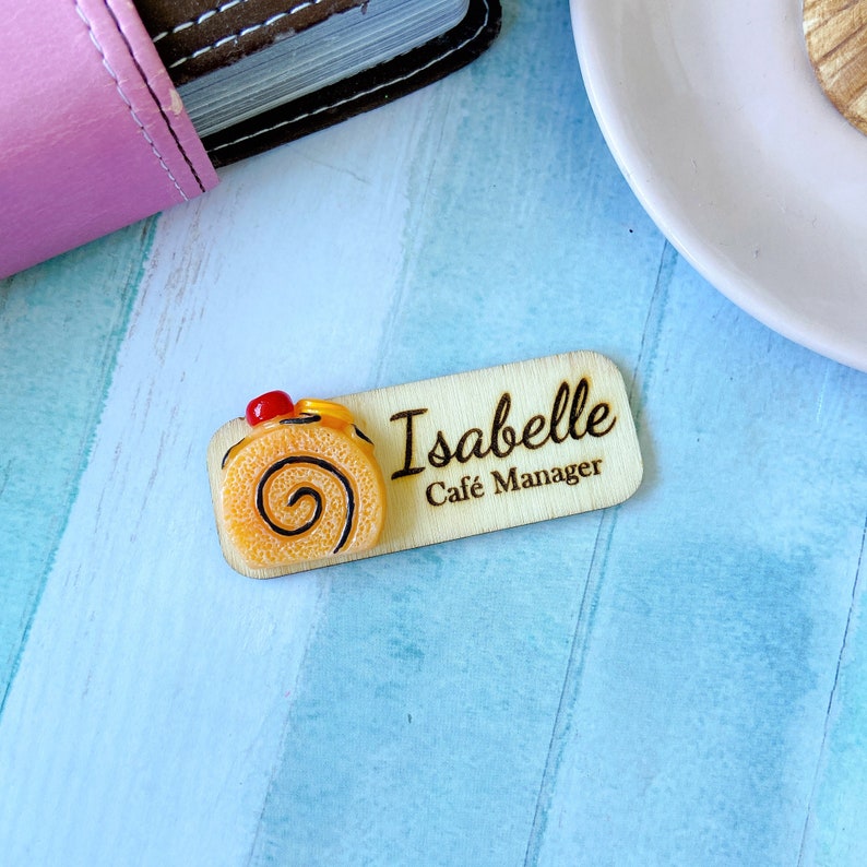 Personalized 3D Food Dessert Wooden Name Tag Badge With | Etsy