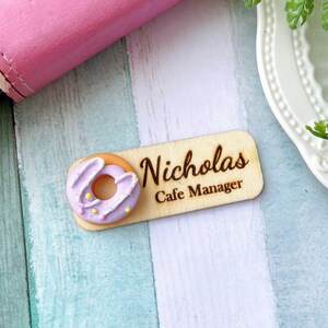 Personalized 3D Doughnut Wooden Name Tag Badge With Magnetic Backing or ...