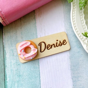 Personalized 3D Doughnut Wooden Name Tag Badge With Magnetic Backing or ...