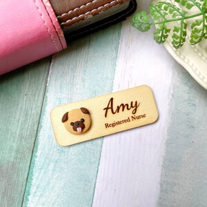 Personalized Wooden Name Tag With Animal Accent, Custom Engraved Name ...