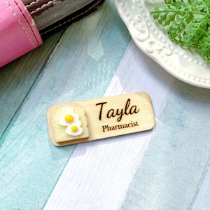 Personalized 3D Food Dessert Wooden Name Tag Badge With Magnetic ...