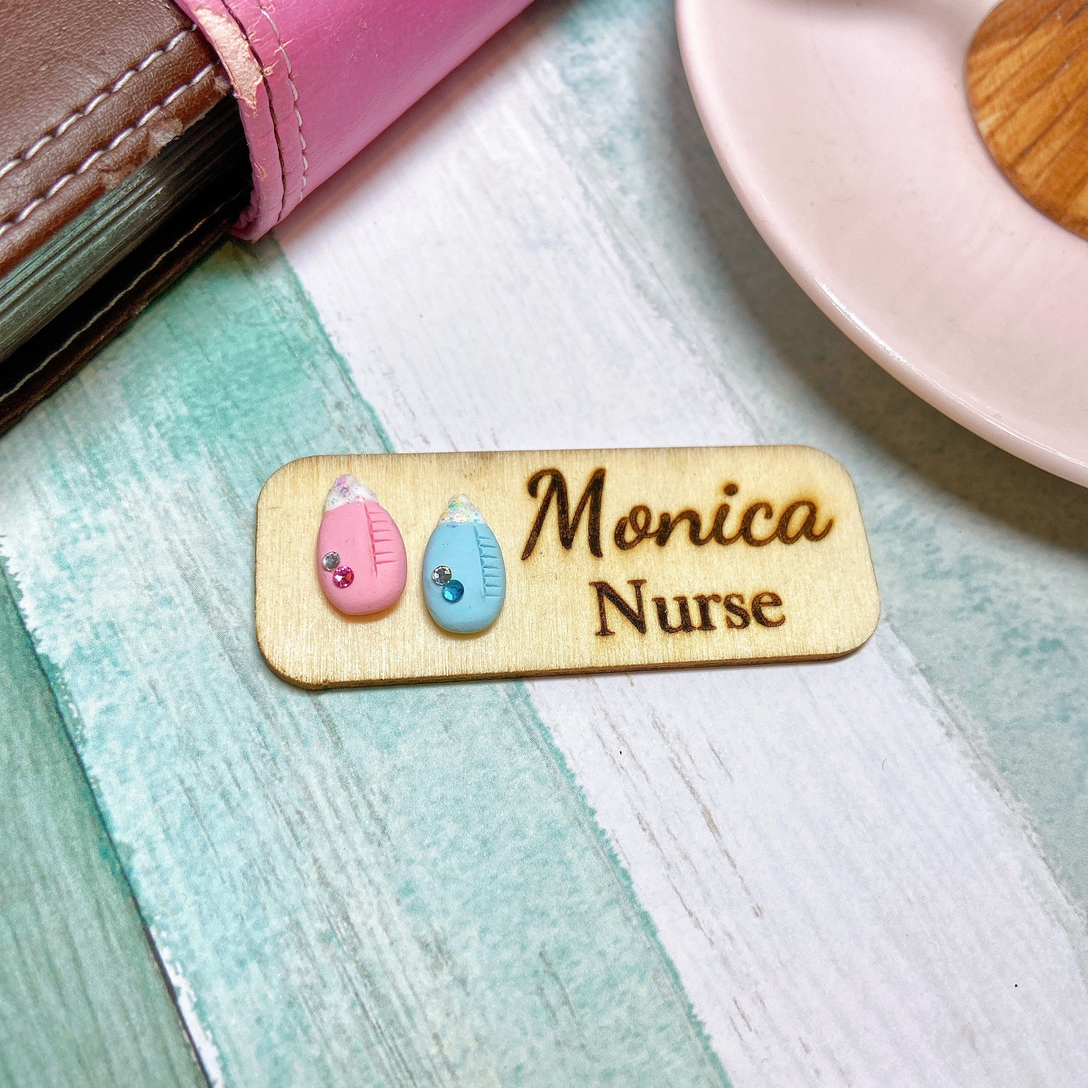Personalized Wooden Name Badge, Custom Engraved Nurse Badge, Medical ID ...