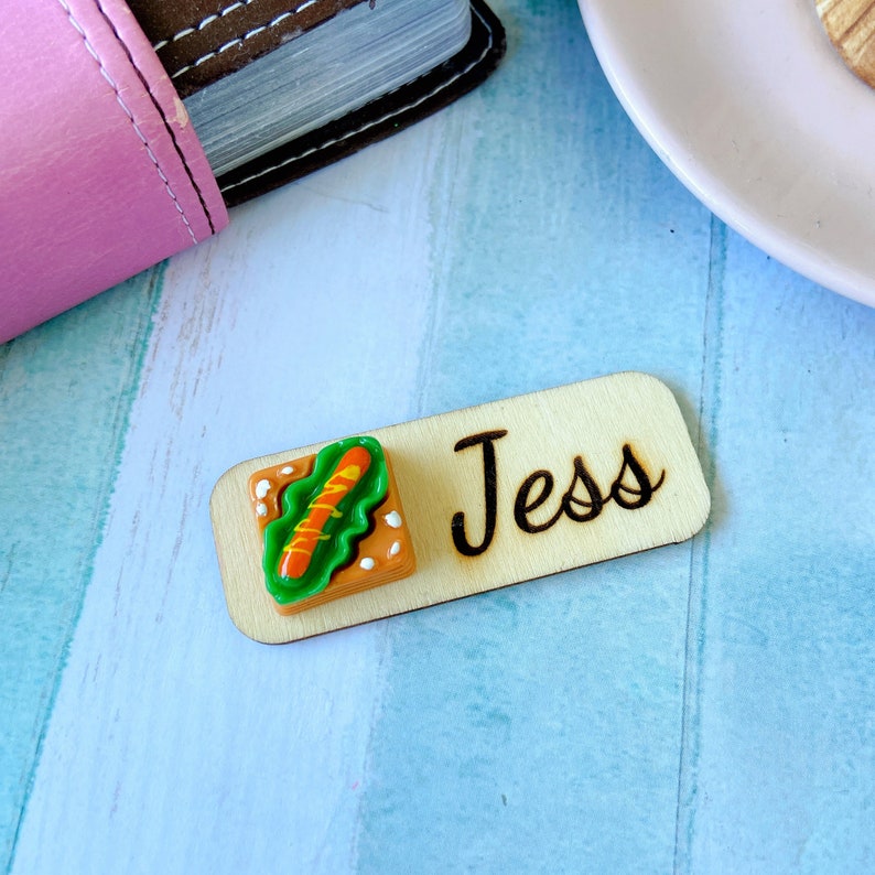 Personalized 3D Food Dessert Wooden Name Tag Badge With | Etsy