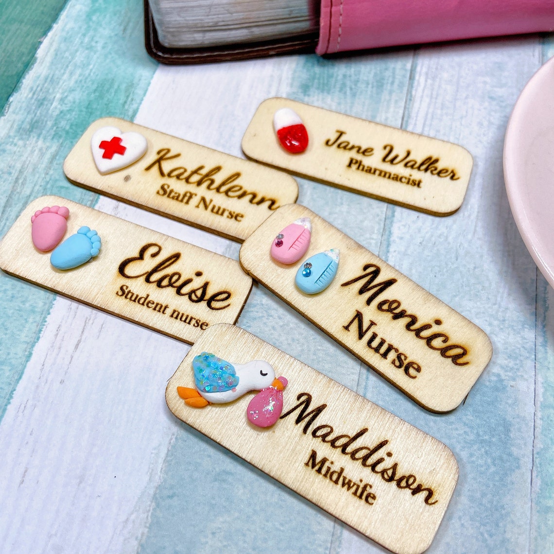 Personalized Wooden Name Badge, Custom Engraved Nurse Badge, Medical ID ...