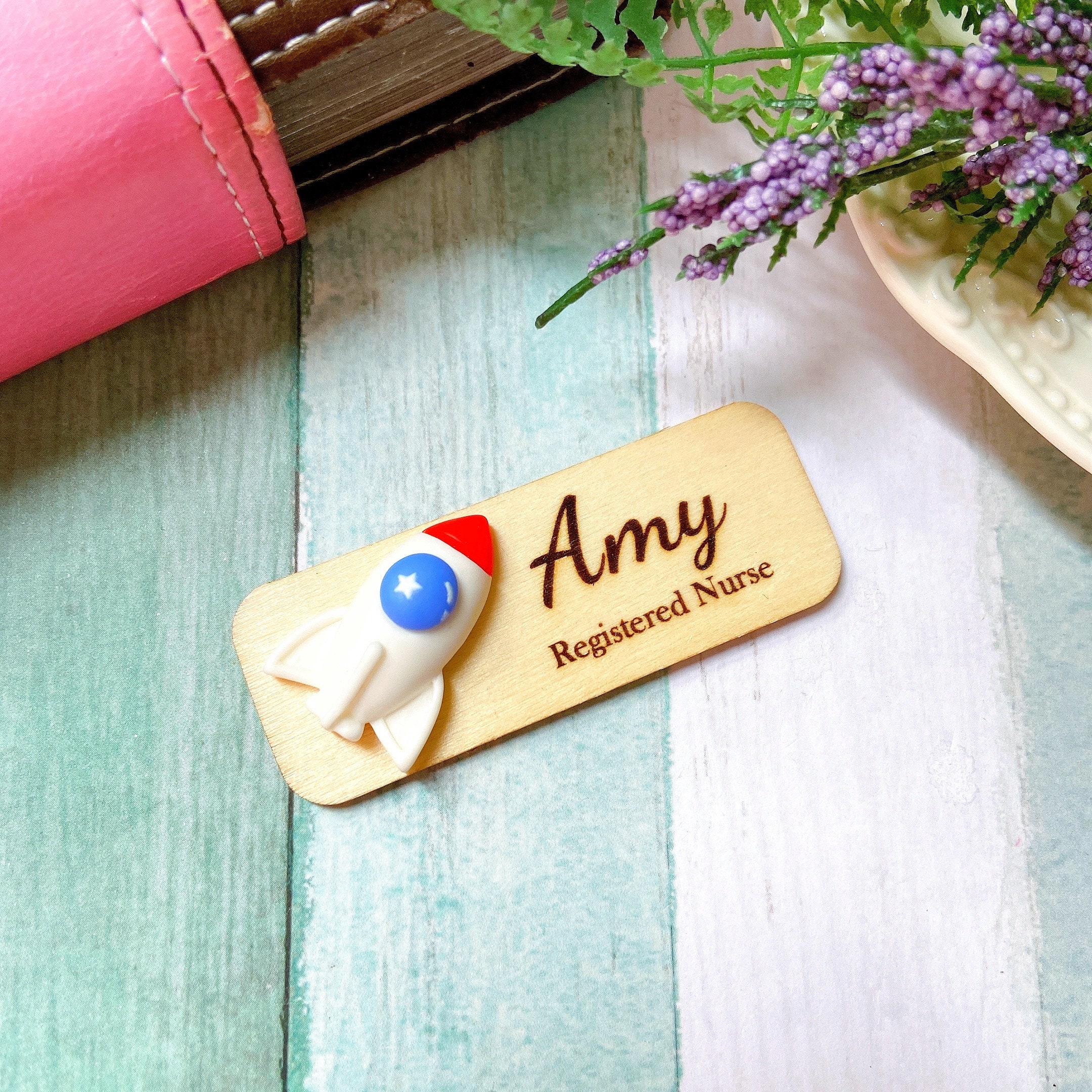 Galaxy Planet Personalized 3D Wooden Name Tag Badge With Magnetic ...