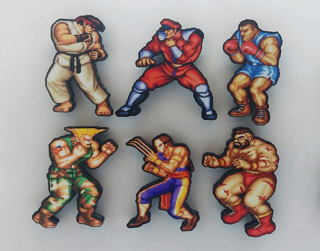 Street Fighter 2 Arcade Gaming Magnets (ryu, Guile, M. Bison, Balrog ...