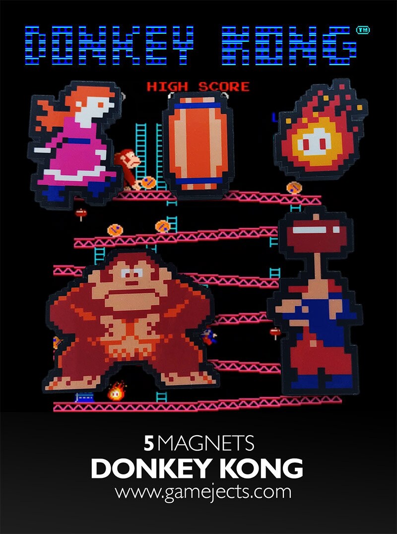 Donkey Kong Arcade Gaming Magnets mario With Hammer, Donkey Kong, Lady ...