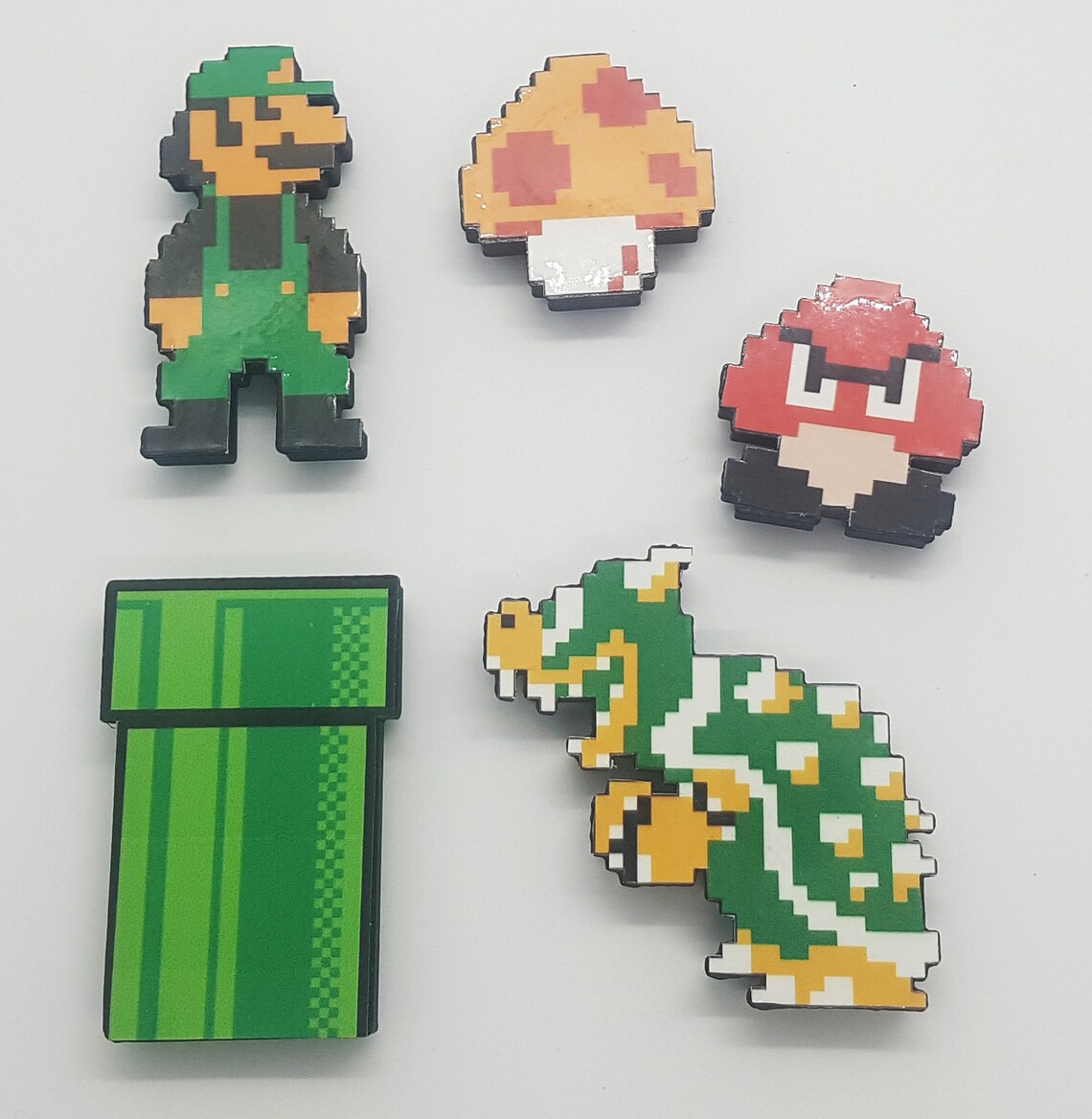 Super Mario Bros 3D Fridge Magnets 5 Magnets Luigi Bowser | Etsy
