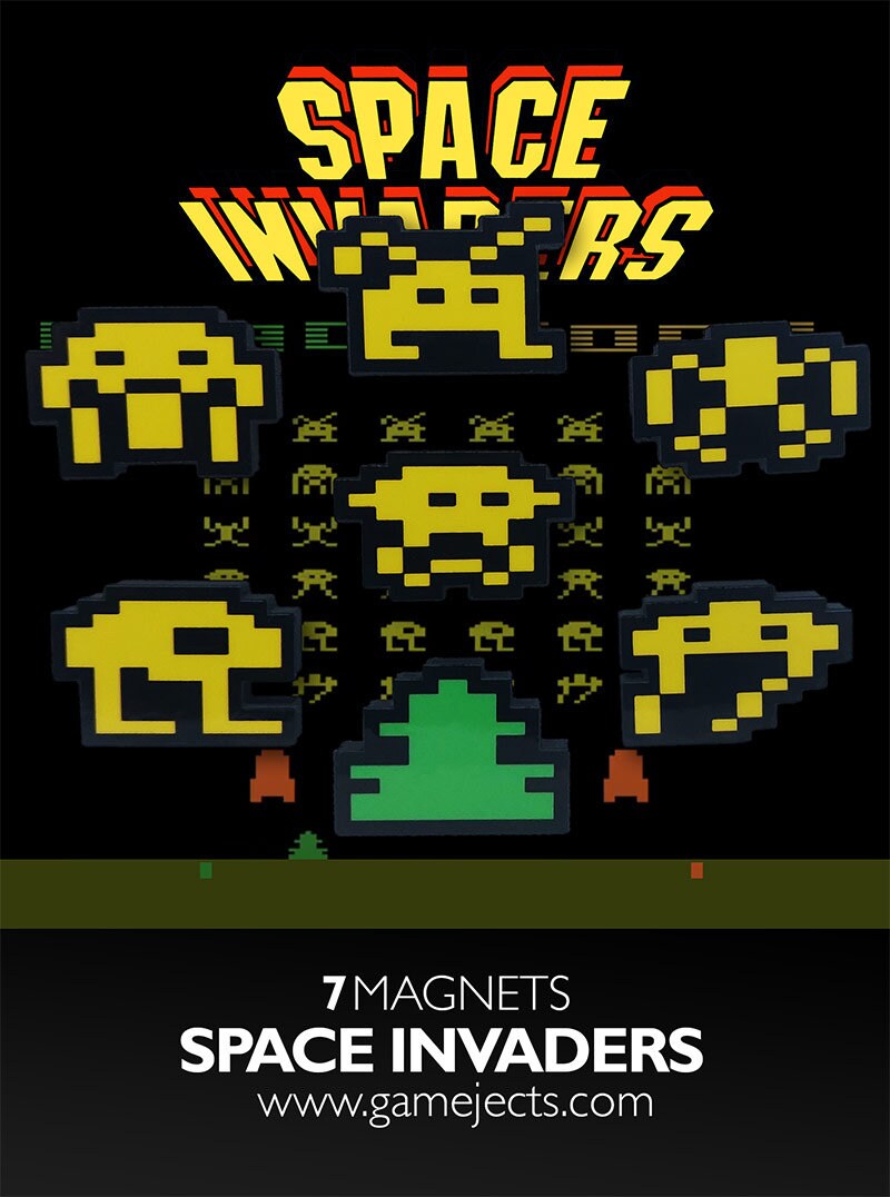 Space Invaders Atari 2600 Retro Gaming Magnets 6 Alien Invaders and ...