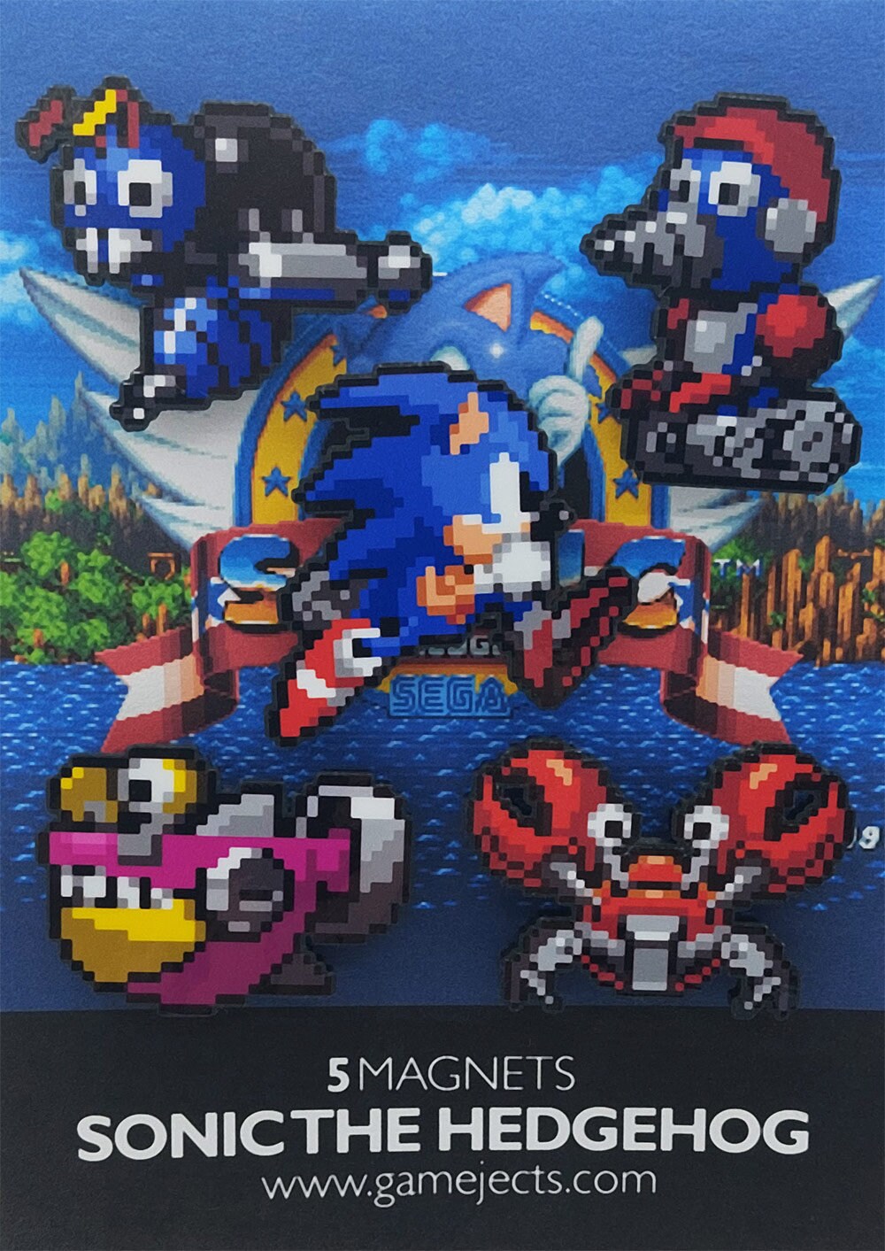 Sonic the Hedgehog SEGA 3D Gaming Magnets (sonic, Buzz Bomber, Burrobot ...