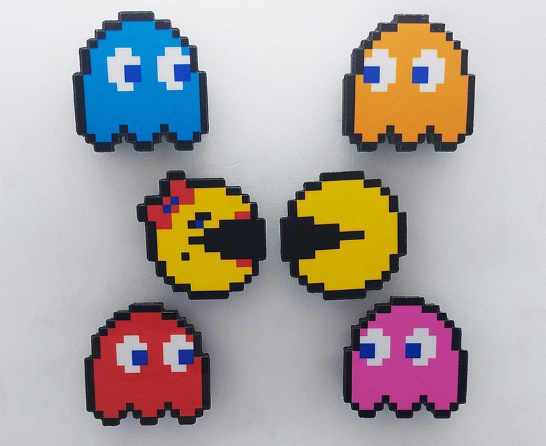 Pac Man Arcade 3d Gaming Magnets Pac Man Ms Pac Man Blinky Clyde Inky Pinky Etsy