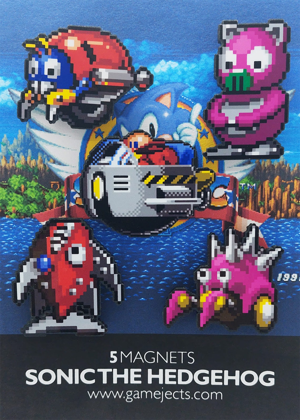 Sonic the Hedgehog SEGA 3D Gaming Magnets (dr. Robotnik, Motobug ...