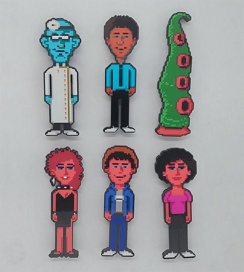 Maniac Mansion PC Gaming Magnets dr. Fred, Green Tentacle, Dave, Razor ...