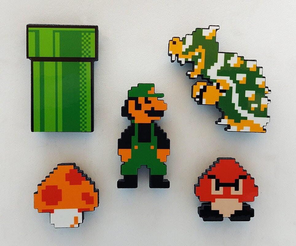 Super Mario Bros 3D Fridge Magnets (5 Magnets - Luigi, Bowser, Big ...