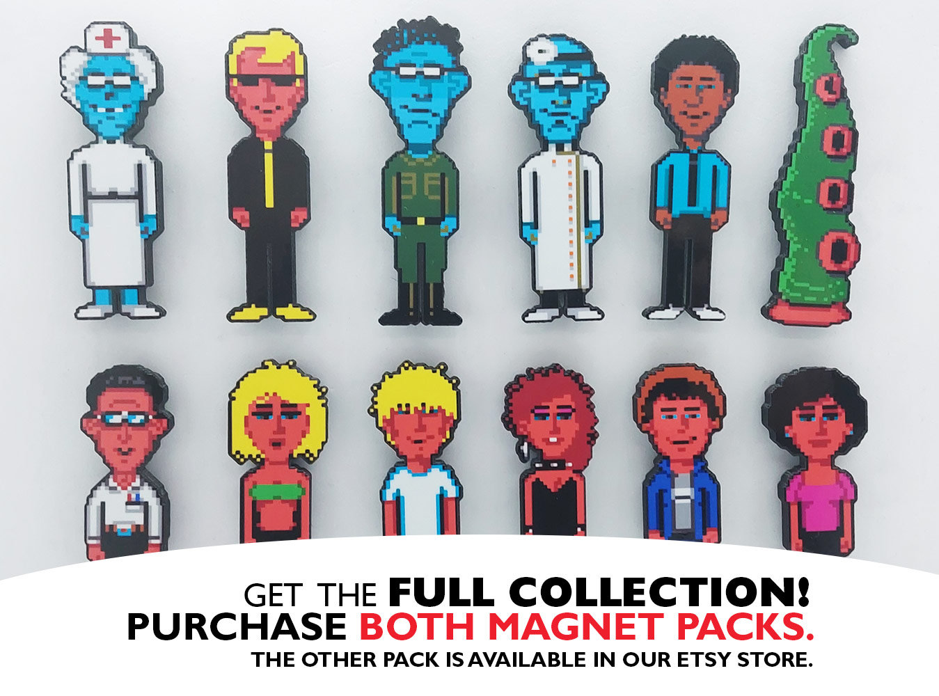 Maniac Mansion PC Gaming Magnets dr. Fred, Green Tentacle, Dave, Razor ...