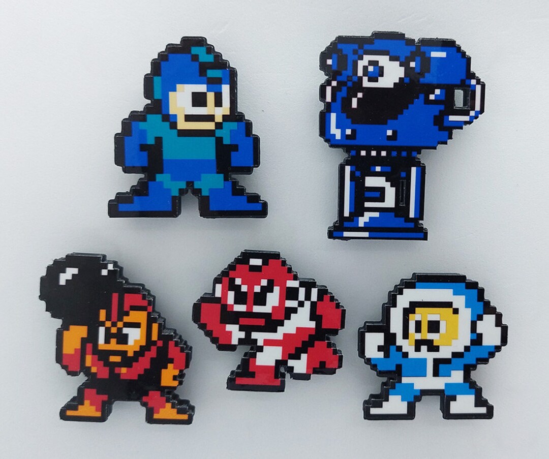 Mega Man NES 3D Gaming Magnets (mega Man, Blue Big Eye, Bomb Man, Cut ...