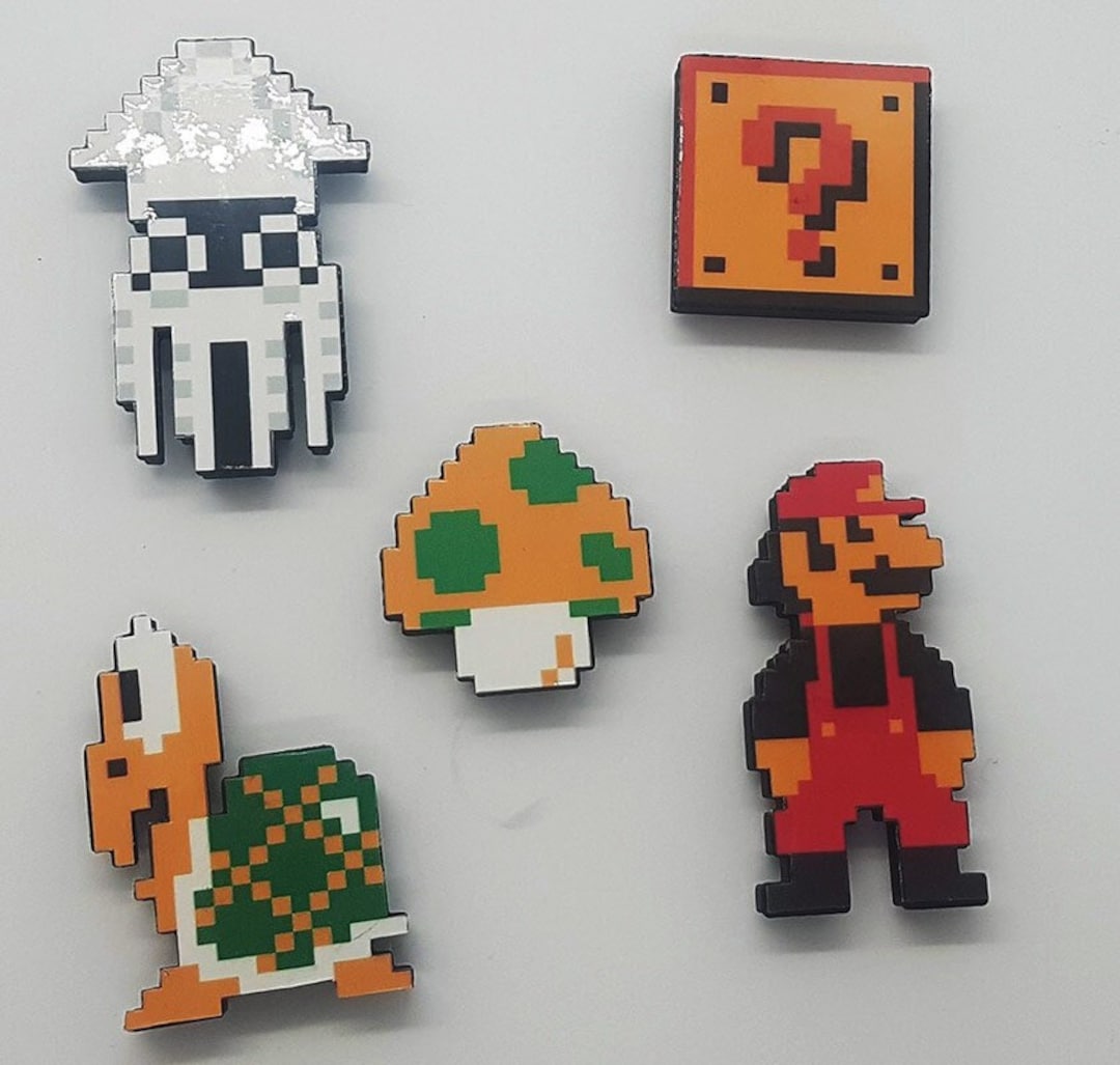 Super Mario Bros 3D Fridge Magnets (5 Magnets - Mario, Coin Box, 1UP ...