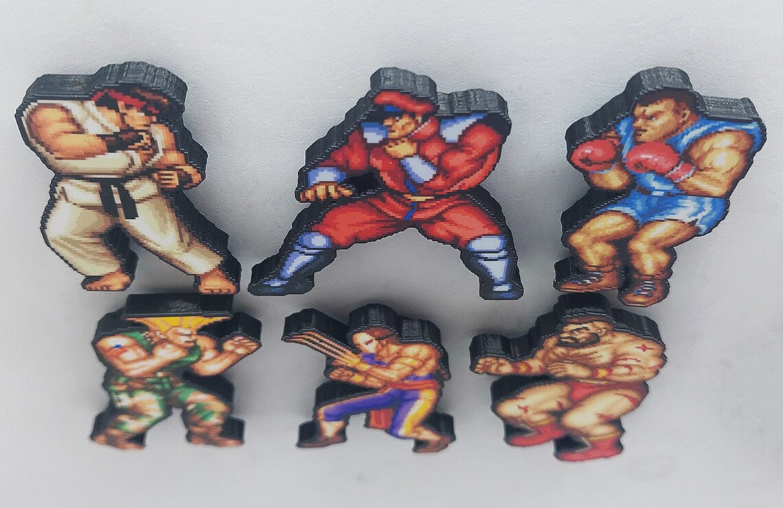 Street Fighter 2 Arcade Gaming Magnets (ryu, Guile, M. Bison, Balrog ...