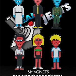 Maniac Mansion PC Gaming Magnets (bernard, Sandy, Jeff, Syd, Nurse Edna ...