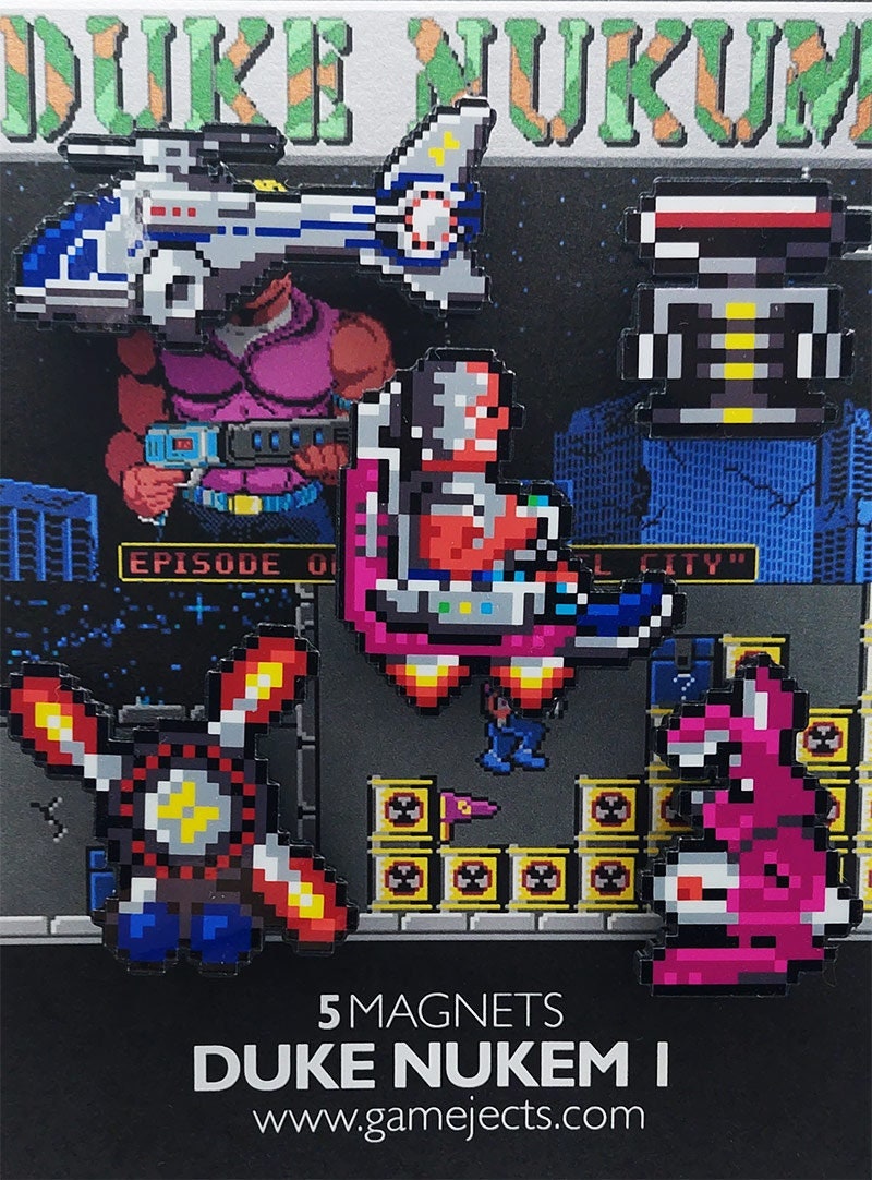 Duke Nukem 1 3D Gaming Magnets (dr. Proton, Helicopter, Fire Wheel ...