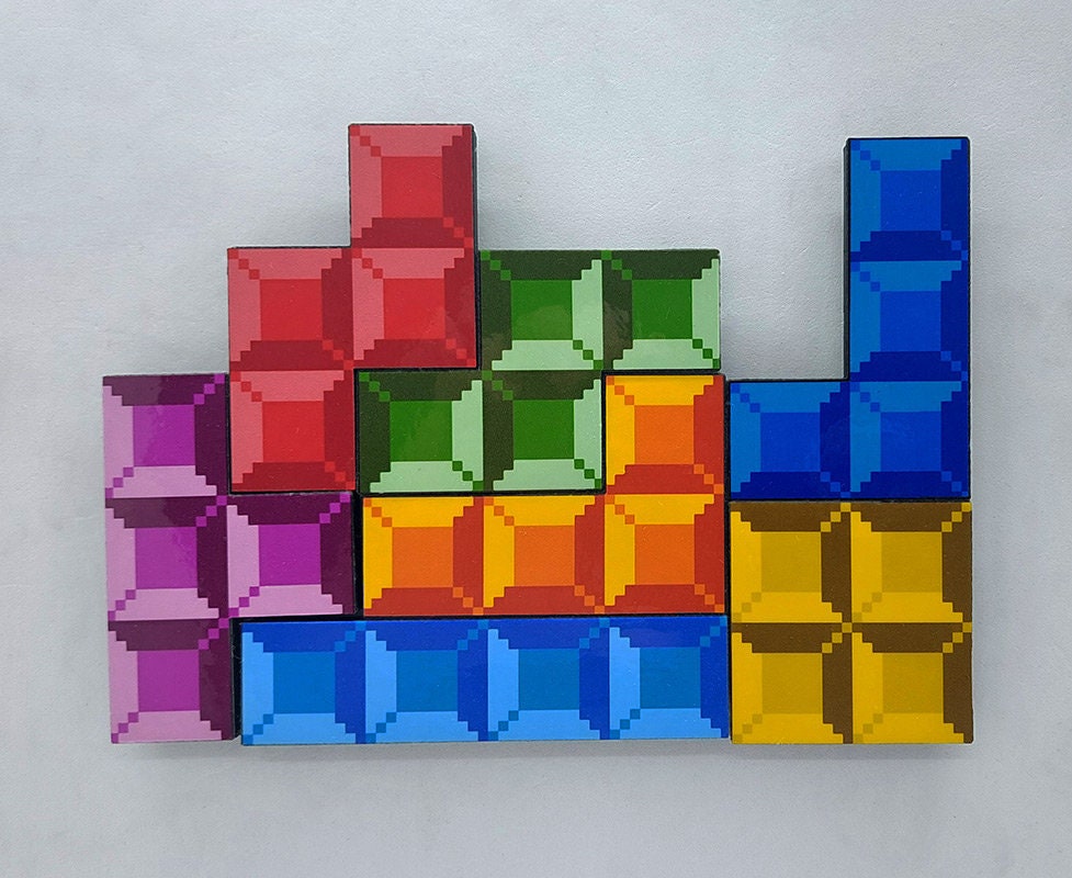 Tetris 3D Colored FITTED Gaming Magnets (all 7 Classic Shapes - I, Z, S ...