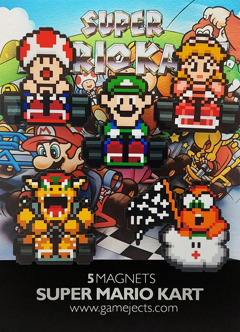 Super Mario Kart SNES Gaming Magnets luigi Princess - Etsy