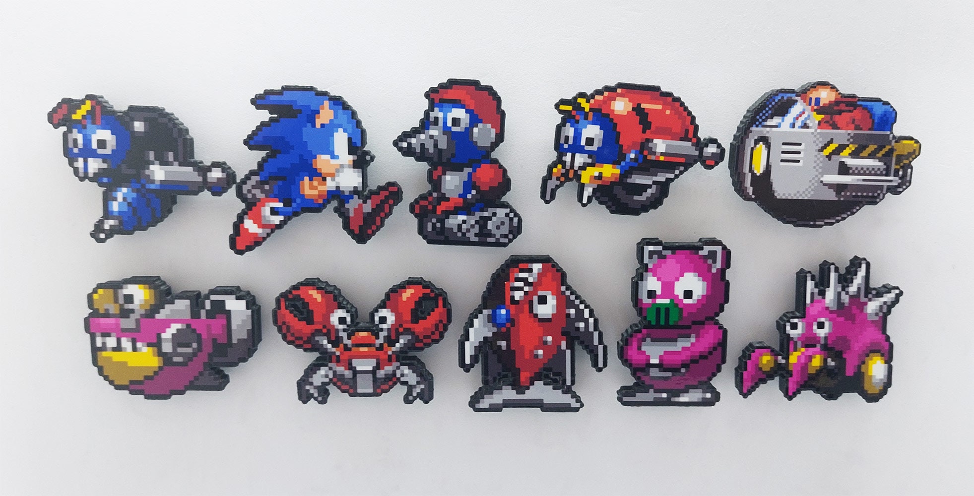 Sonic the Hedgehog SEGA 3D Gaming Magnets (sonic, Buzz Bomber, Burrobot ...