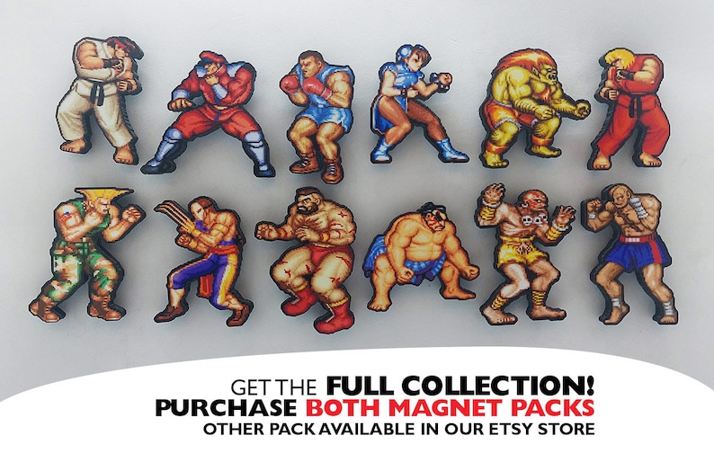 Street Fighter 2 Arcade Gaming Magnets (ryu, Guile, M. Bison, Balrog ...