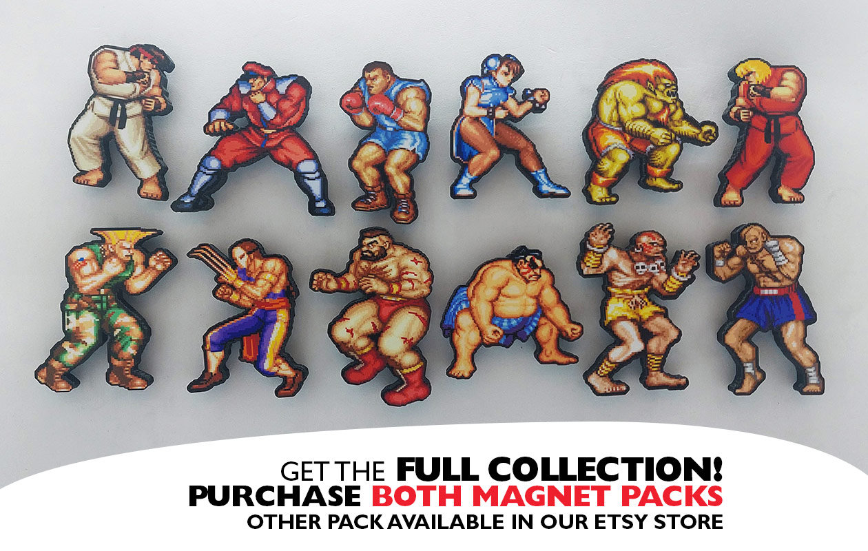 Street Fighter 2 Arcade Gaming Magnets (ryu, Guile, M. Bison, Balrog ...