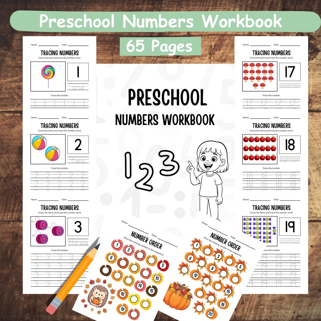Preschool / Kindergarten Numbers Workbook, 65 Pages of Numbers ...