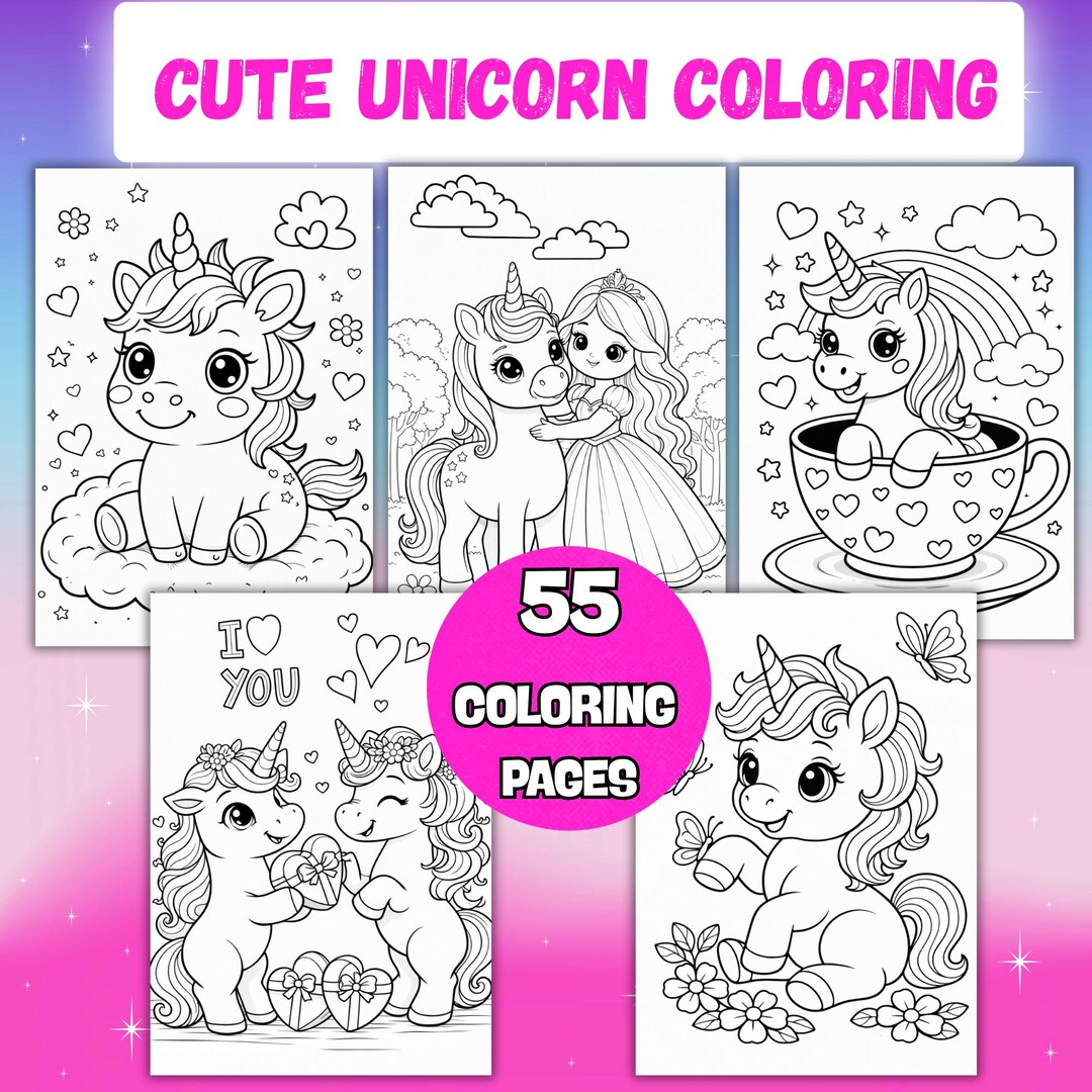 Unicorn Coloring Pages for Kids & Adults | Printable Cute Unicorn ...