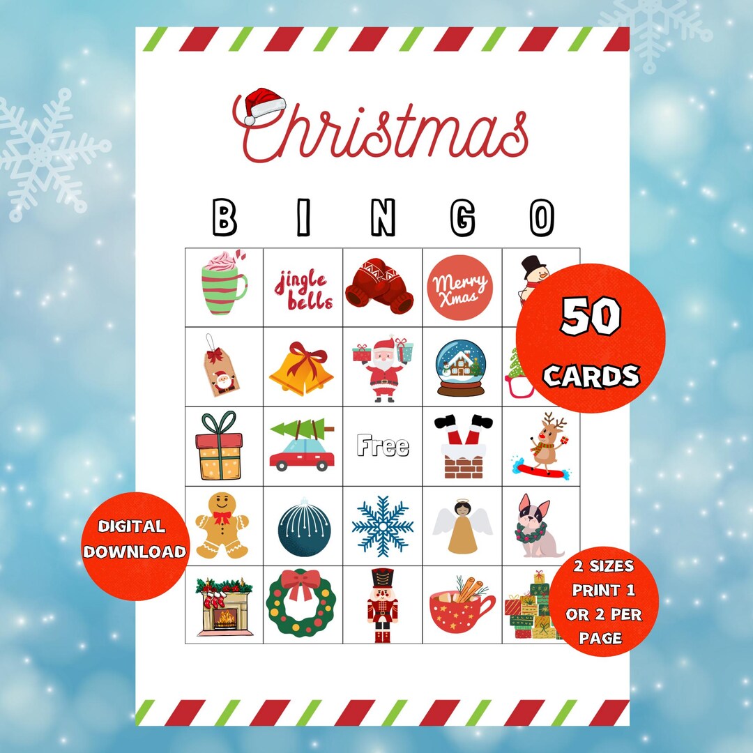 Christmas Bingo, 50 Christmas Bingo Cards, Christmas Games, Christmas ...