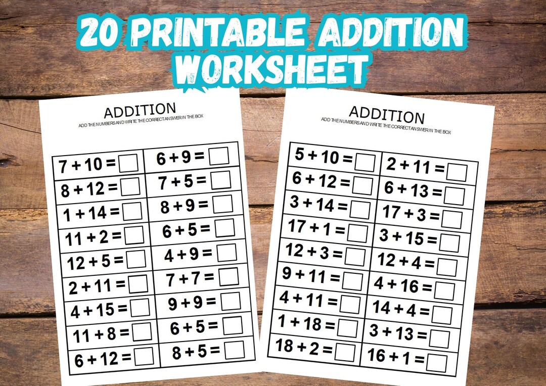 20 Addition Worksheets: Fill in the Blank, Grades K-2 (PDF Pattern) - Etsy