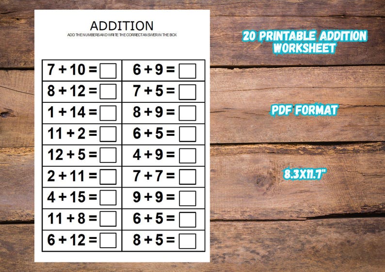 20 Printable Addition Worksheets Fill in Blank: Kindergarten - Grade 2 ...