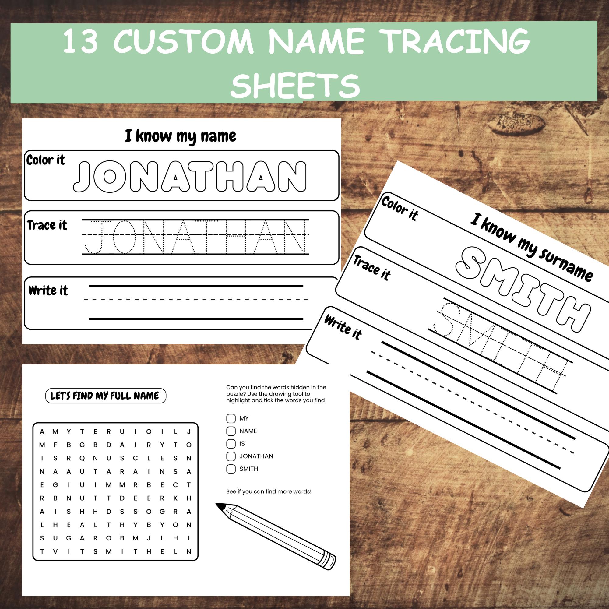 Custom Name Tracing Worksheet, Handwriting Practice (PDF) - Etsy