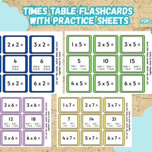 Times Table Flashcards for Kids: Math Learning (digital Download) - Etsy