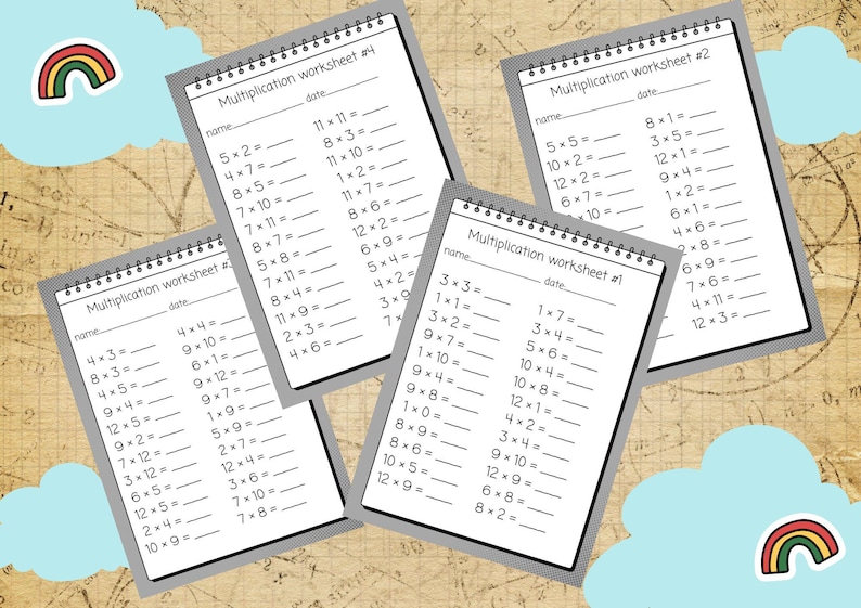 50 Printable Multiplication Worksheets, Math Worksheet, School, From ...
