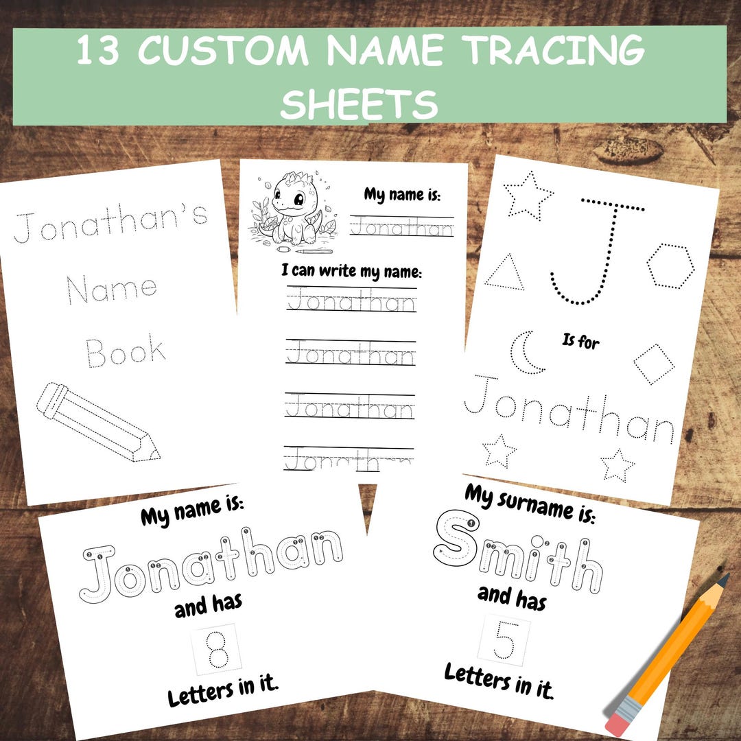 Custom Preschool Name Tracing Sheet Handwriting Practice Sheets ...