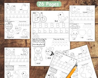 Alphabet Tracing Worksheets: ABC Handwriting Practice (printable) - Etsy