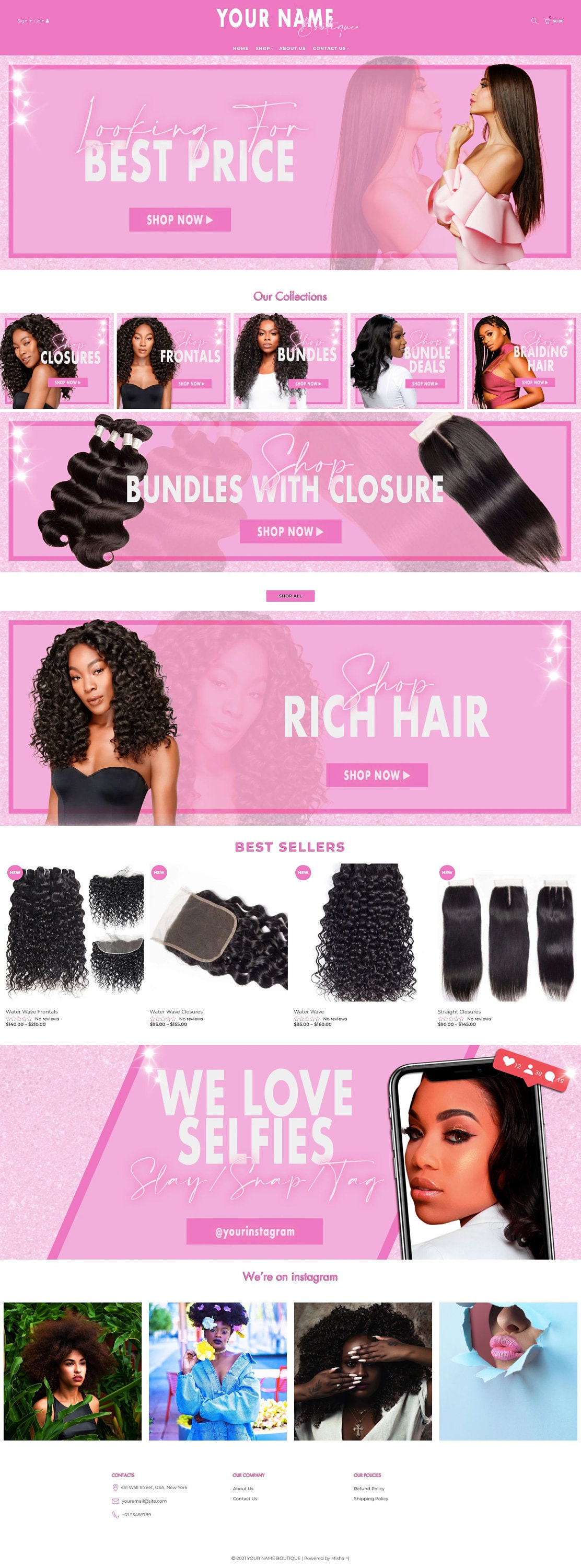 Shopify Website Design Rose Gold Shopify Theme Website | Etsy
