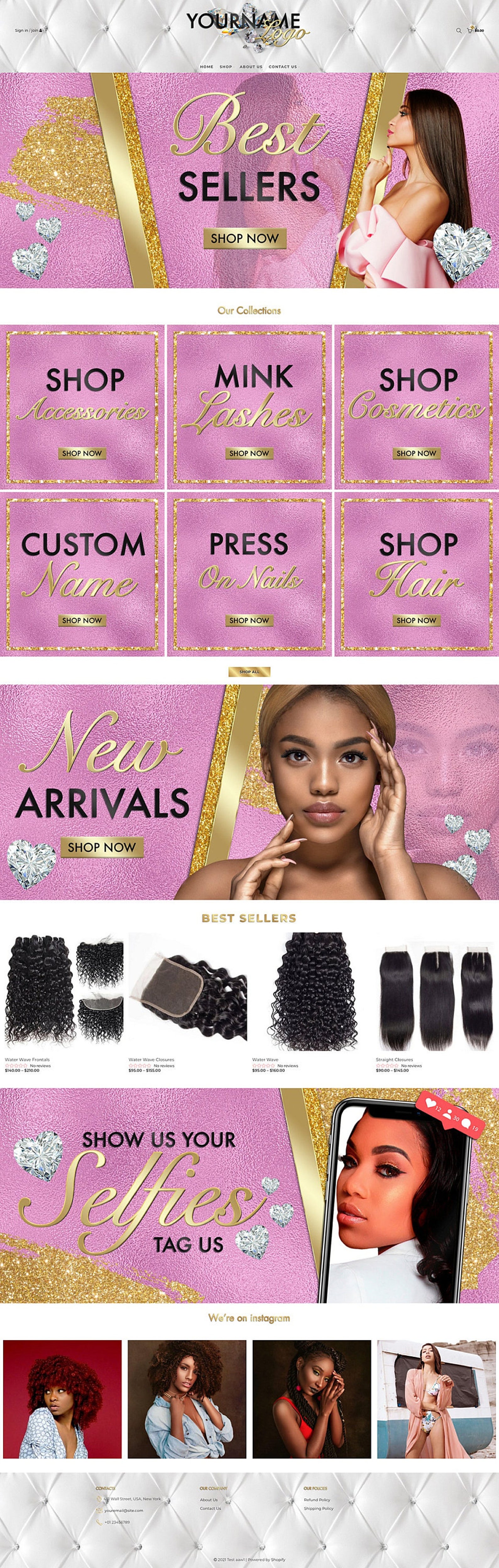 Pink & Glittery Website Banners Set Premade Logo DIY - Etsy